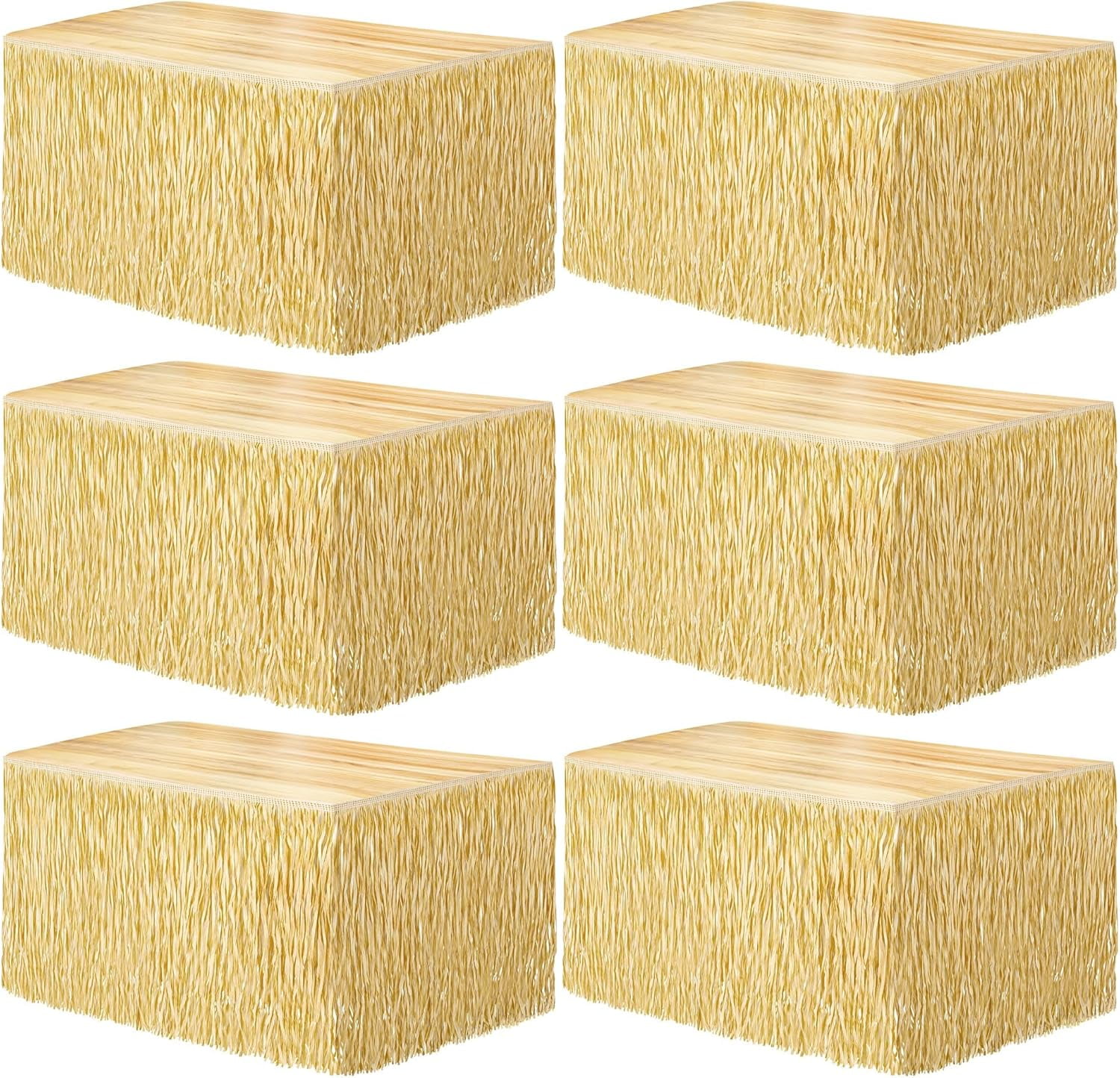 6 Packs Luau Grass Table Skirt Paper Fringe Straw Grass Skirt 108 x 30 ...