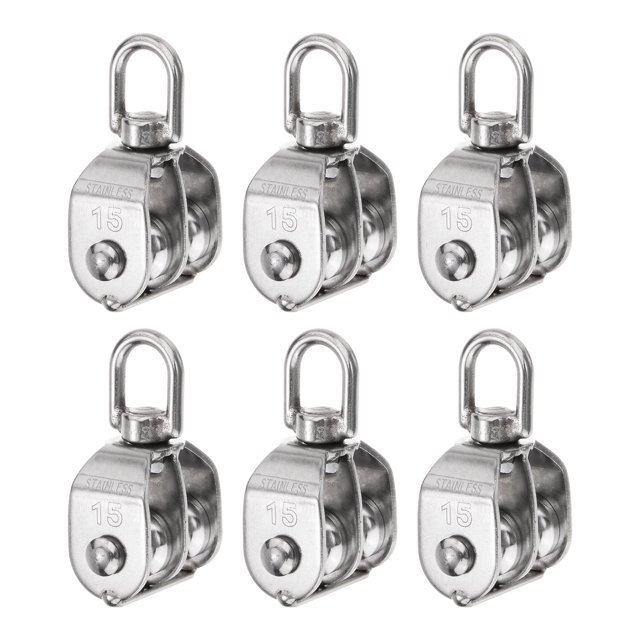6 Packs M15 Double Pulley Block Stainless Steel Swivel Rigging Lifting ...