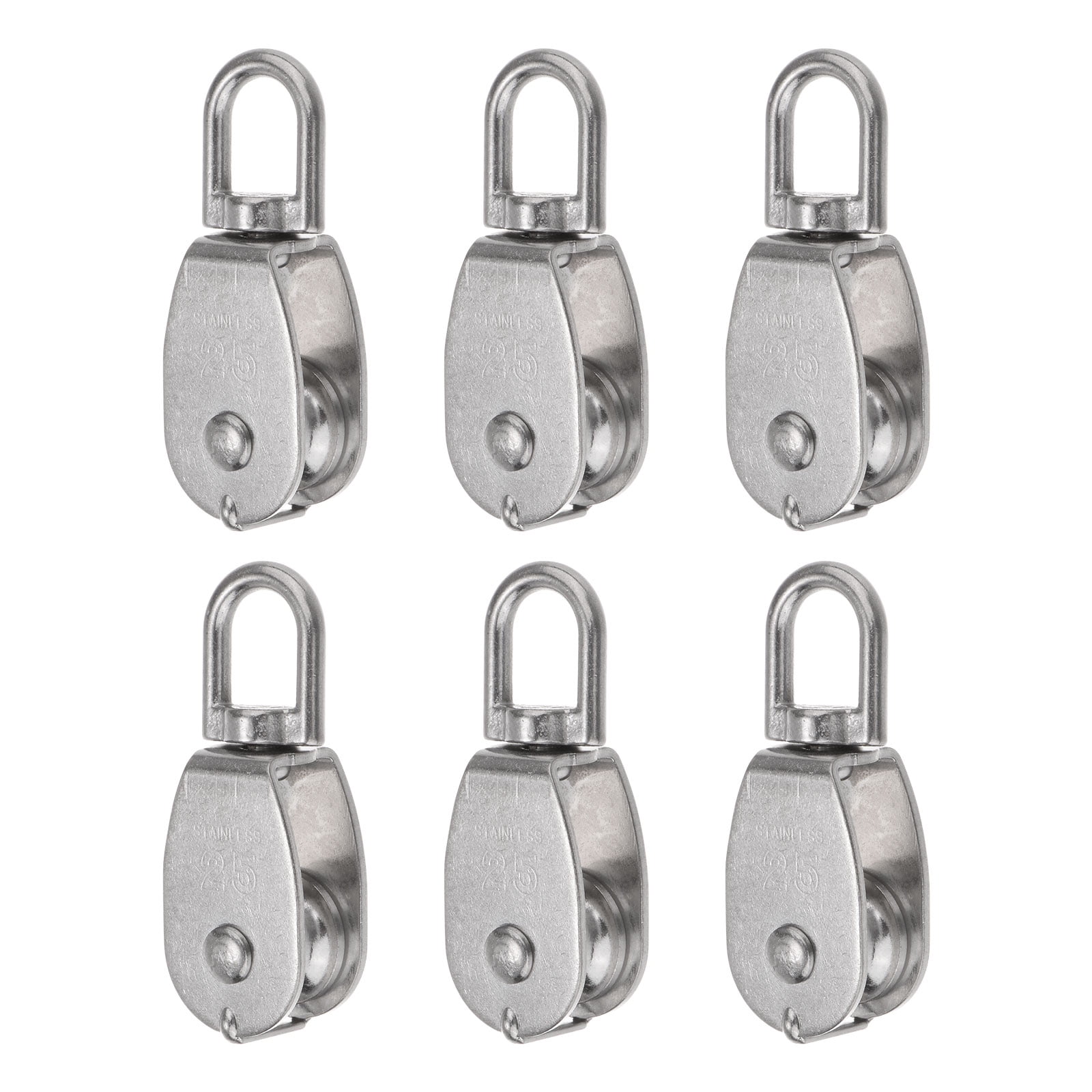 6 Packs M25 Single Pulley Block, 304 Stainless Steel Hanging Wire ...