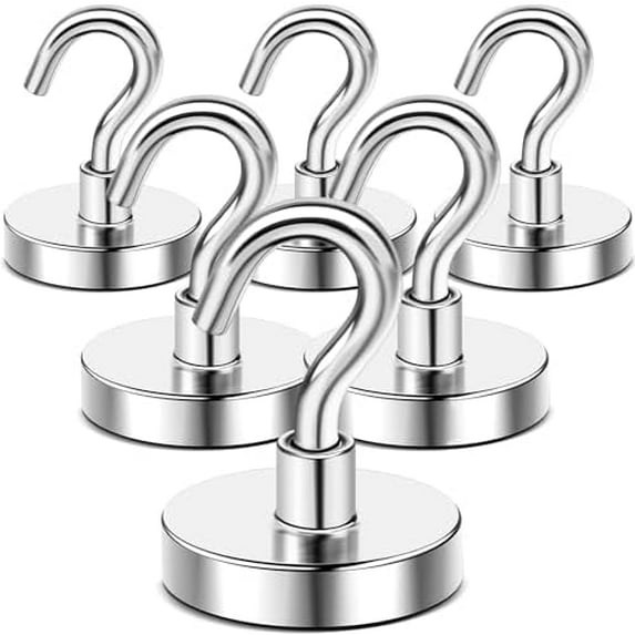 6 Packs Magnetic Hooks,170 Lb Heavy Duty Neodymium Magnets for ...
