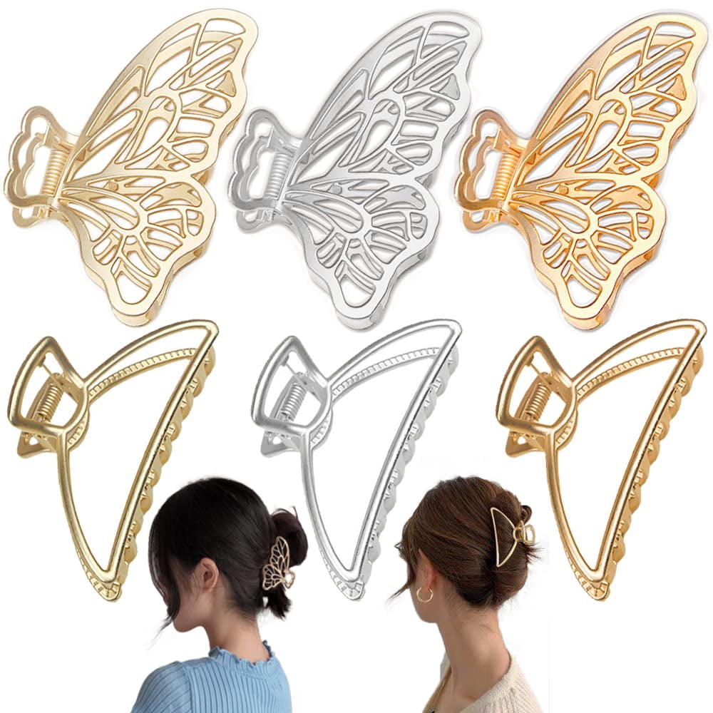 6 Packs Metal Hair Claw Clips, Lady Thick Hair Catch Barrette, Large ...