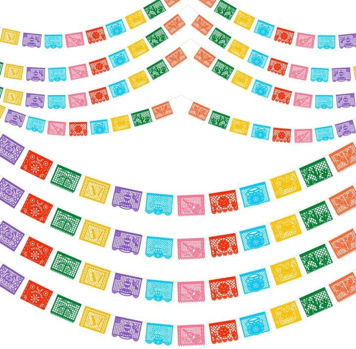 6 Packs Mexican Banners 132 Ft(22ft x 6) Papel Picado Banner Large ...