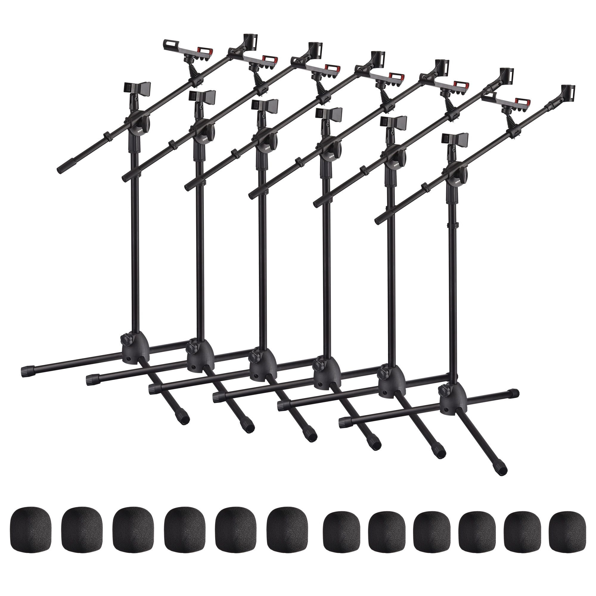 6 Packs Microphone Boom Arm Stand Dual Mic Clips Adjustable Tripod ...