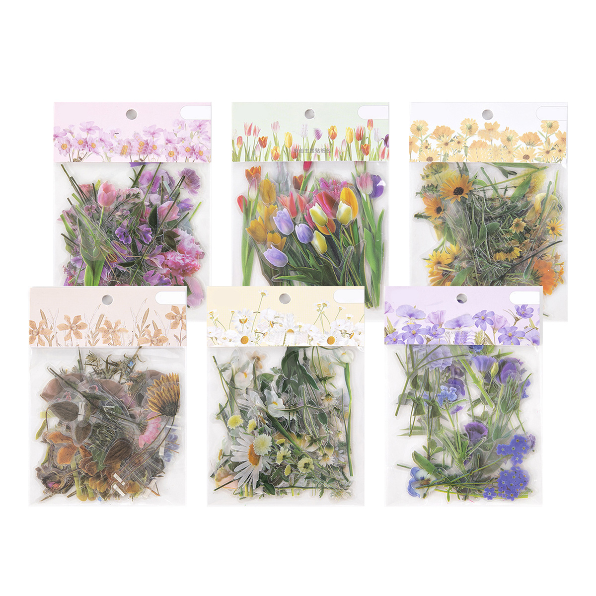 6 Packs Natural Stickers Flower Stickers for Scrapbooking Retro Art ...