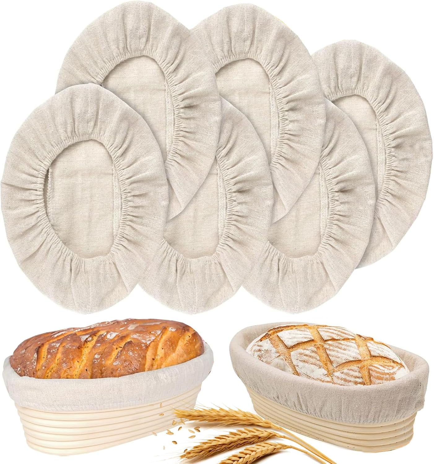 6 Packs Oval Banneton Cloth Liner for Bread Sourdough Proofing，10 ...