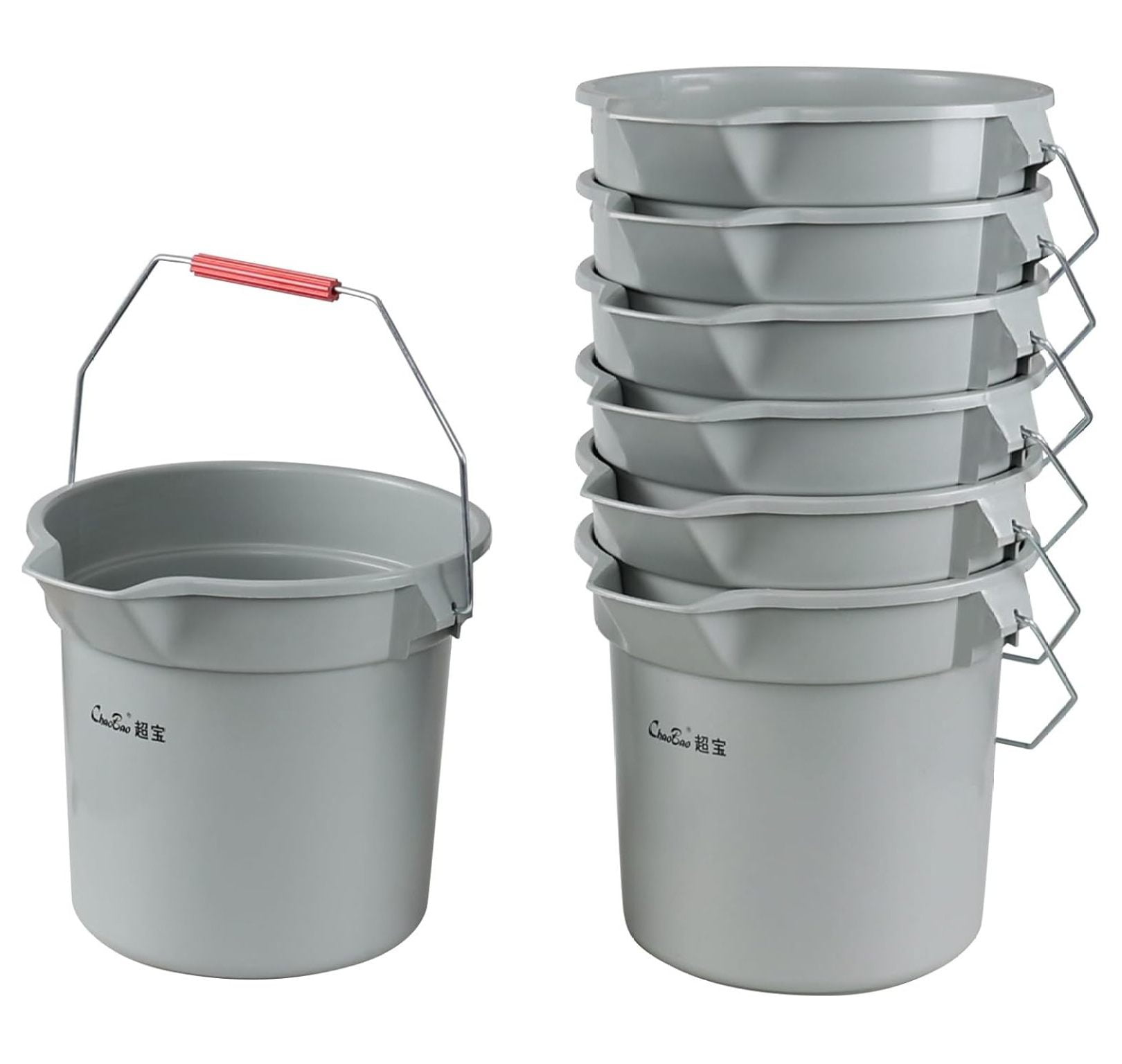 6 Packs Pail Bucket, Heavy-Duty 14-Quart Cleaning Spout Bucket with ...