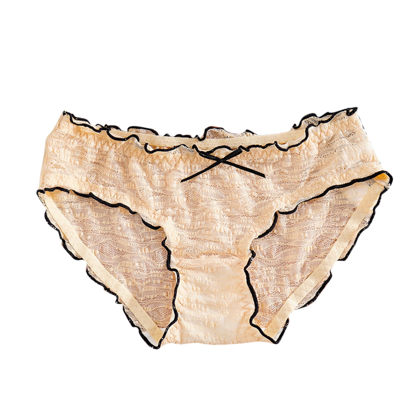 6 Packs Panties for Women Mesh Bow Lace Transparent String Back Bandage ...