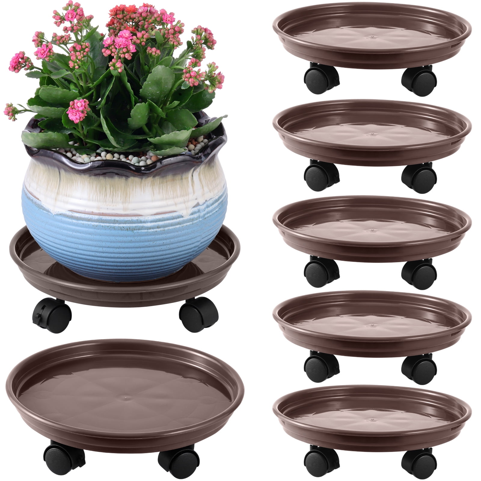 "Walmart 6-Pack 12"" Heavy-Duty Plant Caddy with Wheels, Indoor/Outdoor ...
