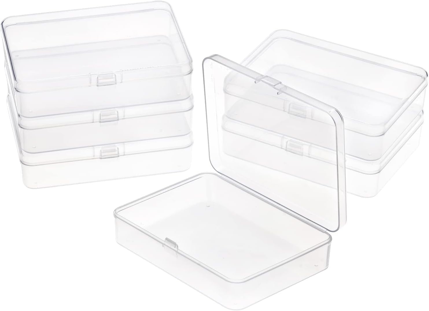 6 Packs Rectangle Small Clear Plastic Storage Containers Box Case with ...