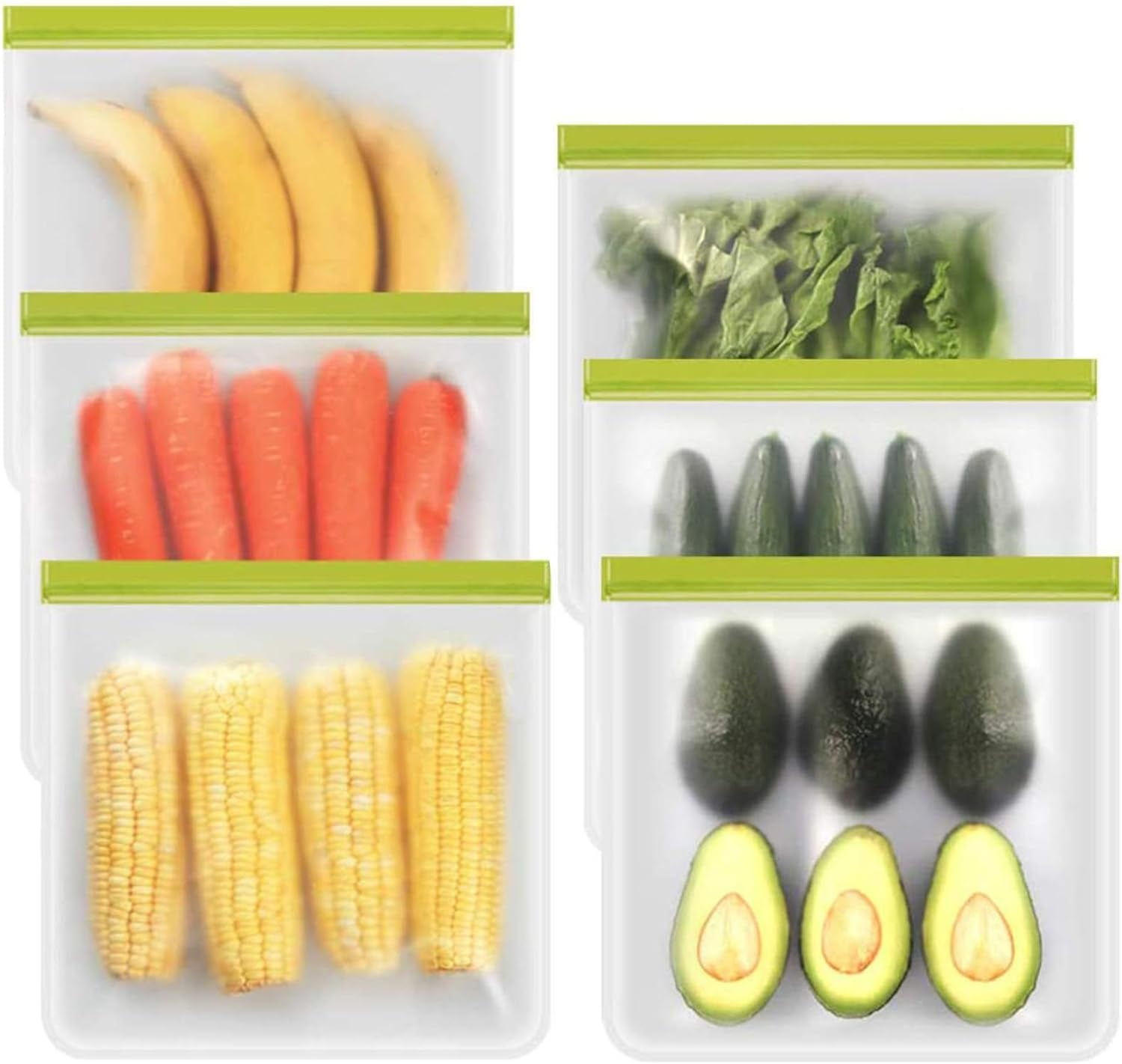 6 Pack Reusable Freezer Bags, Reusable Gallon Freezer Bags Seal and ...