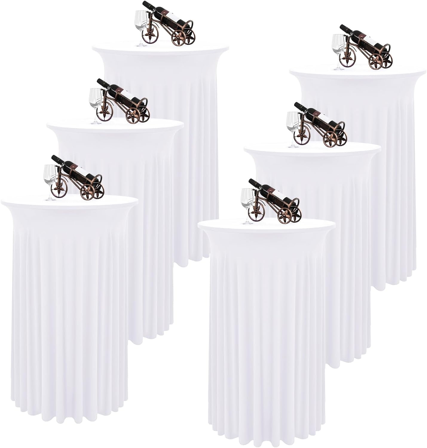 6 Packs Round Cocktail Table Skirt 24"x 43" Spandex Stretch Cocktail ...
