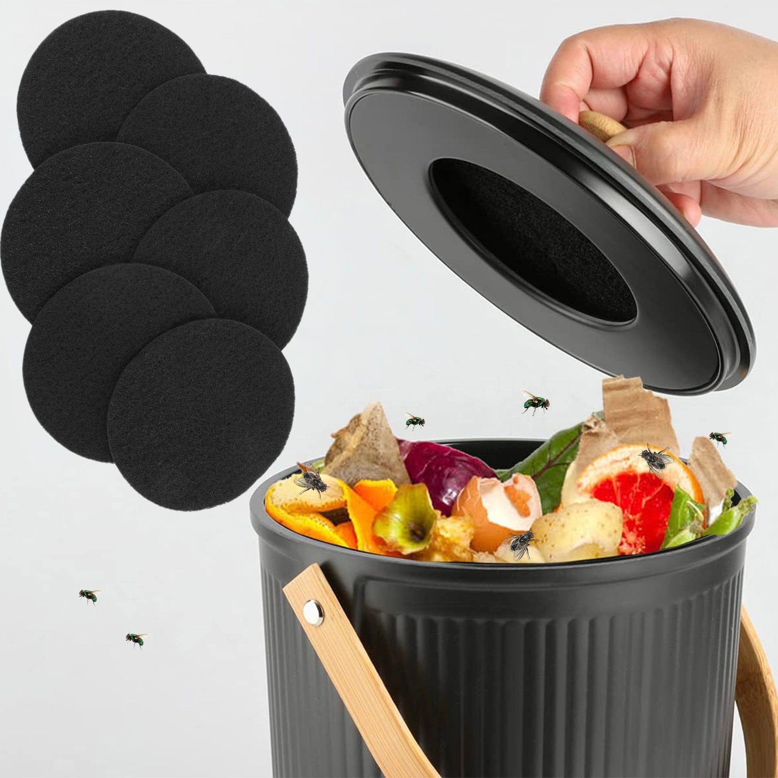 6 Packs Round Trash Can Activated Carbon Filters, Suitable for Most ...