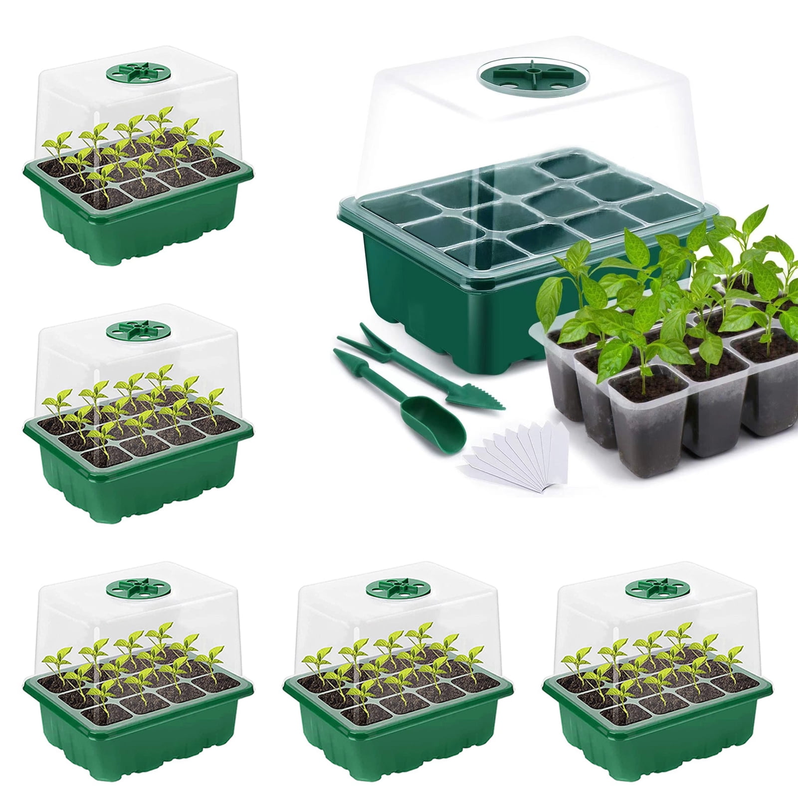 BeGrit Seeding Tray with Elevated Lid, 6 Packs 72 Cells Thicken Seed ...
