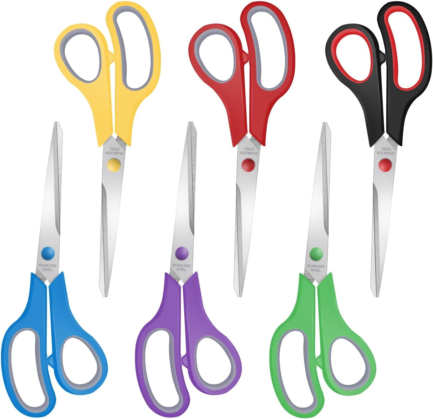 6 Packs Sewing Craft Scissors Bulk,8" Multipurpose Heavy Duty Sharp ...
