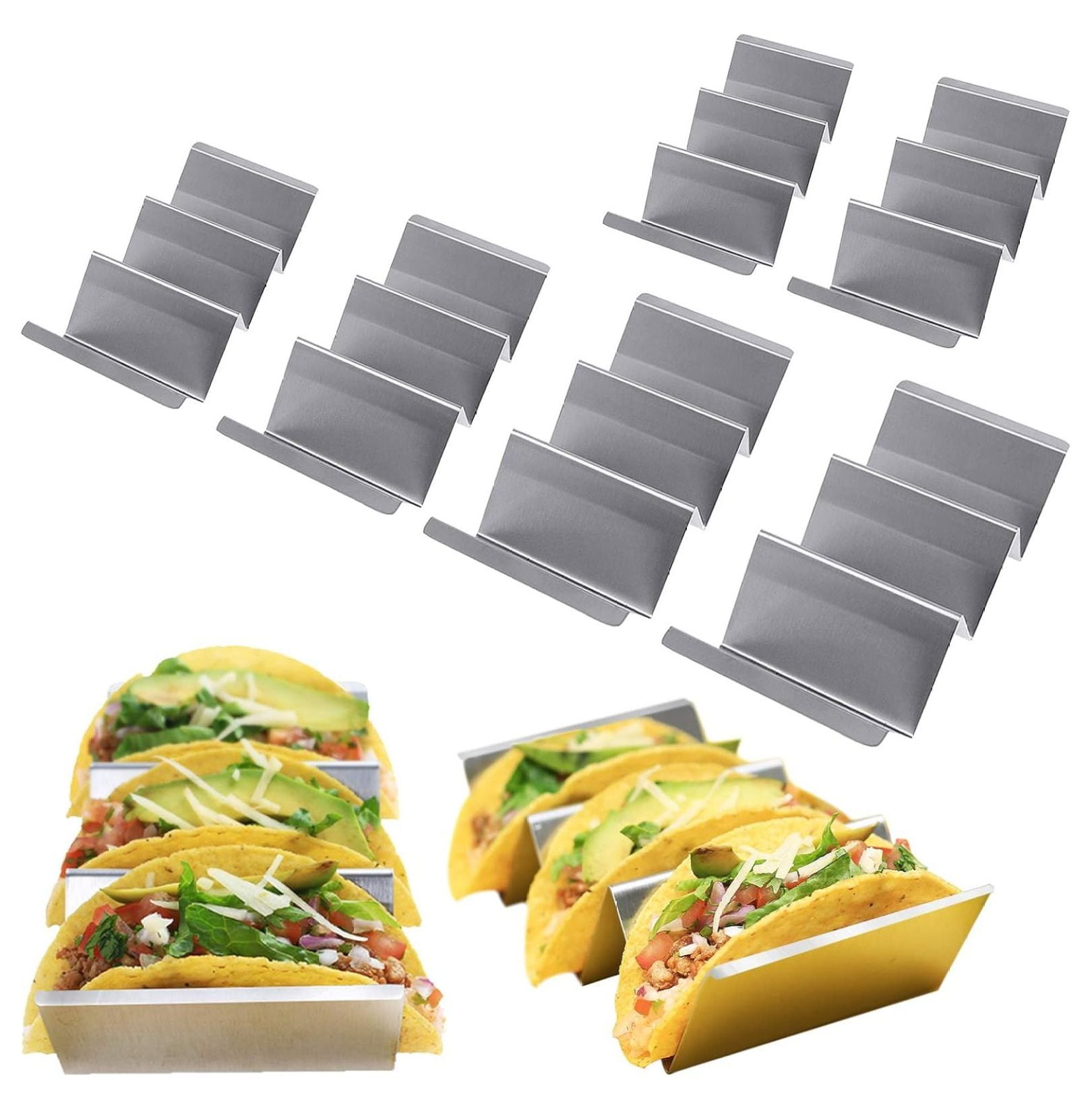 6 Packs Stand Stainless Steel Metal Taco Shell Holders with Handles ...