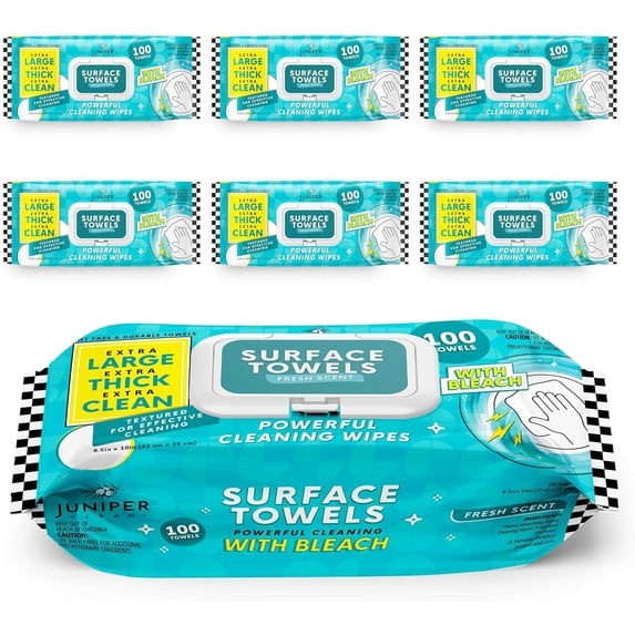 6 Packs Surface Wipes with Bleach, Thick & Large Dispose, All-Purpose ...