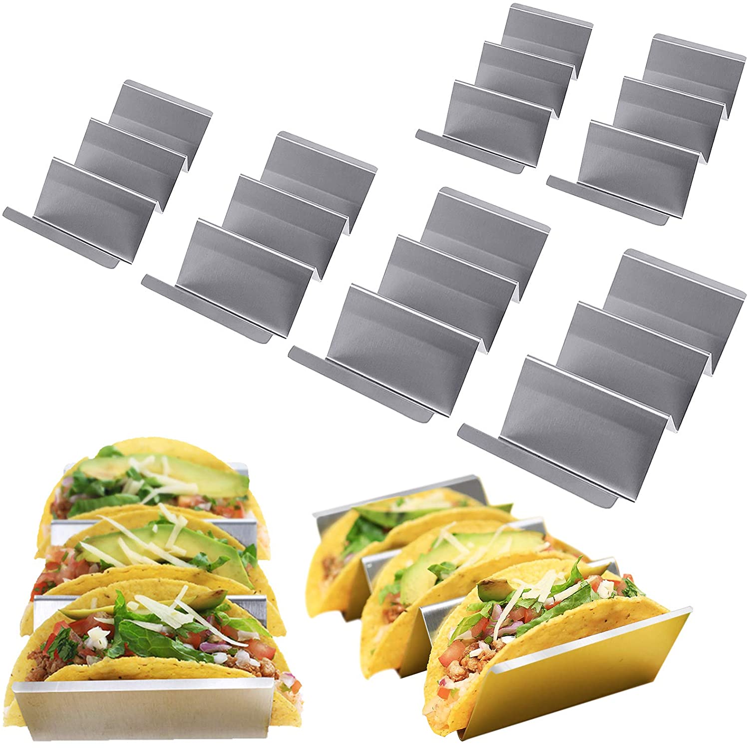 6 Packs Taco Holder Stand Stainless Steel Metal Taco Shell Holders with ...