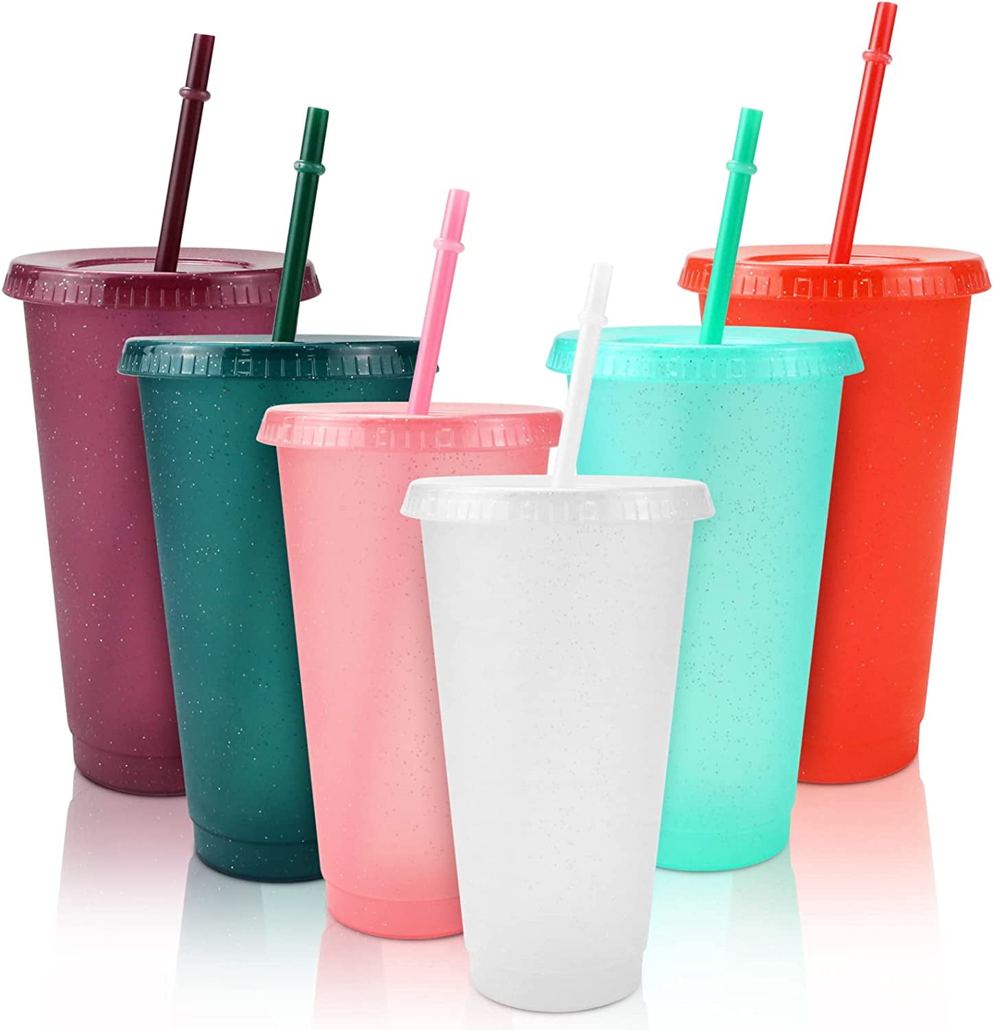 6 Packs Tumbler with Straw and Lid Water Bottle Reusable Cups Tumblers ...