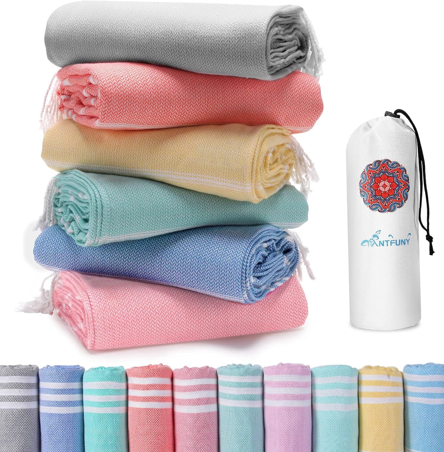 6 Packs Turkish Beach Towels Vacation Essentials Quick Dry Sand Free ...