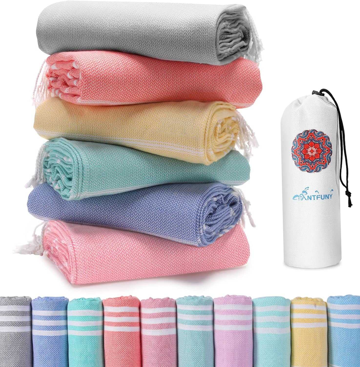 6 Packs Turkish Beach Towels Vacation Essentials Quick Dry Sand Free ...