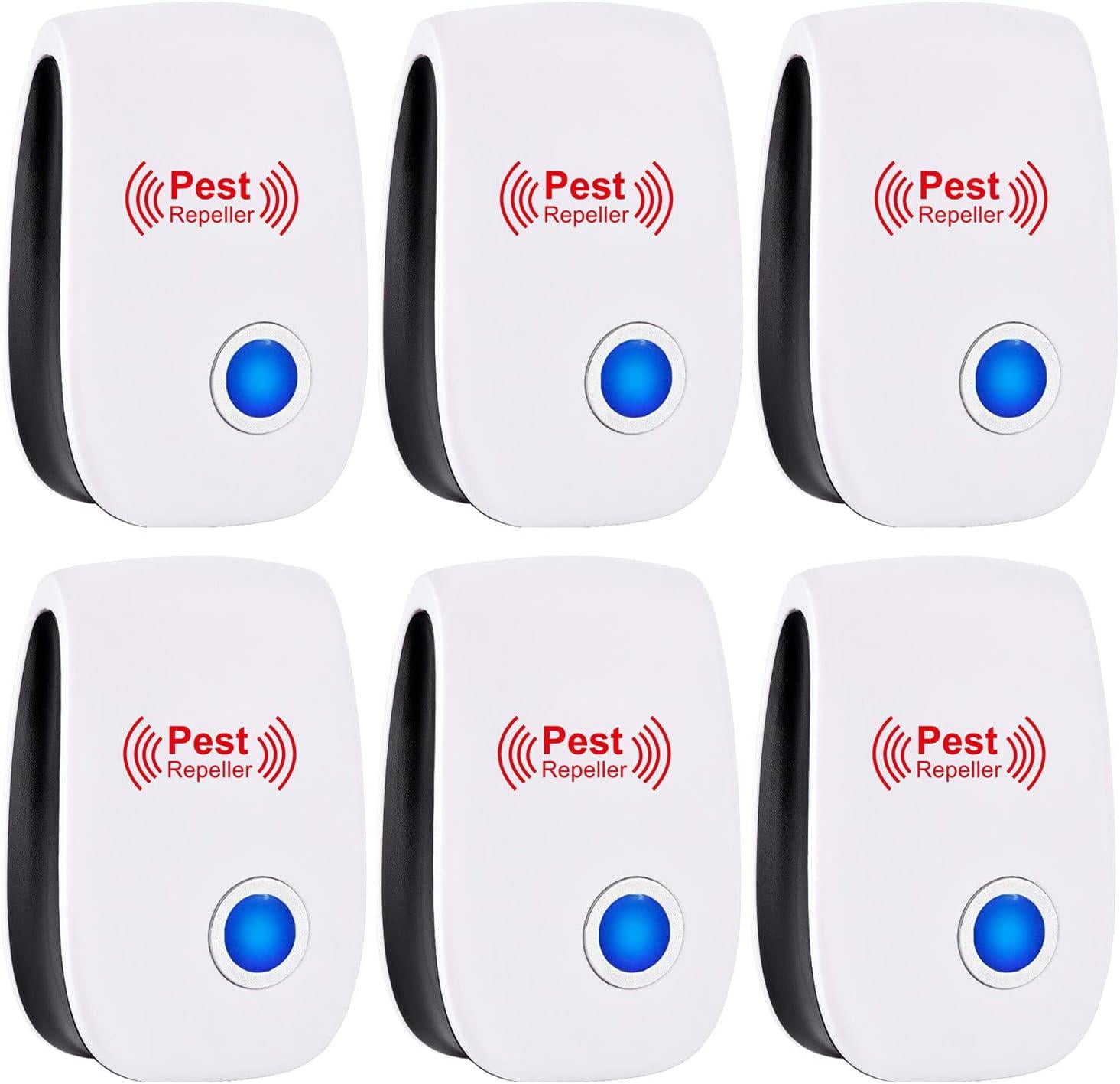6 Packs Ultrasonic Pest Repeller,Electronic Pest Repellent Plug in ...