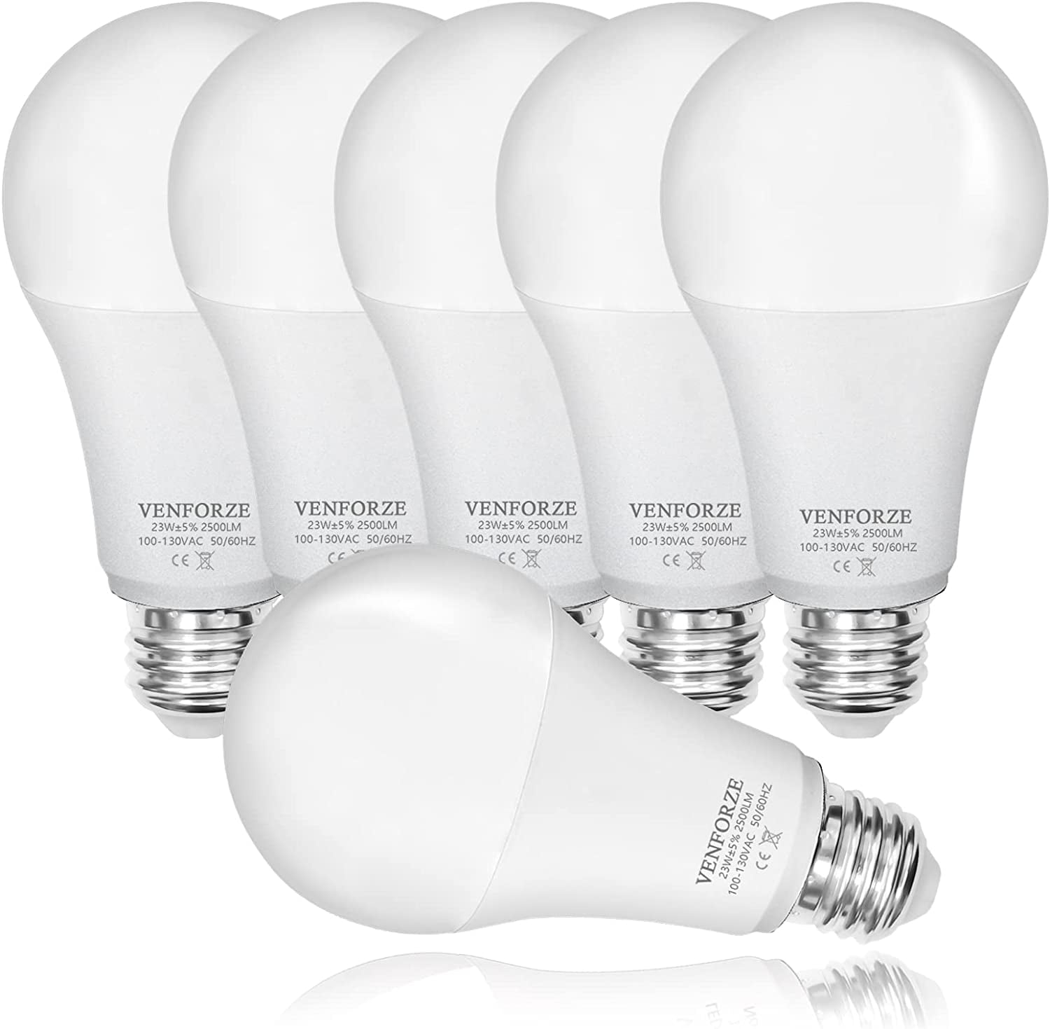 6 Packs Venforze Bright Light Bulb,2500LM E26 Led Bulb 23W 150w-200w ...