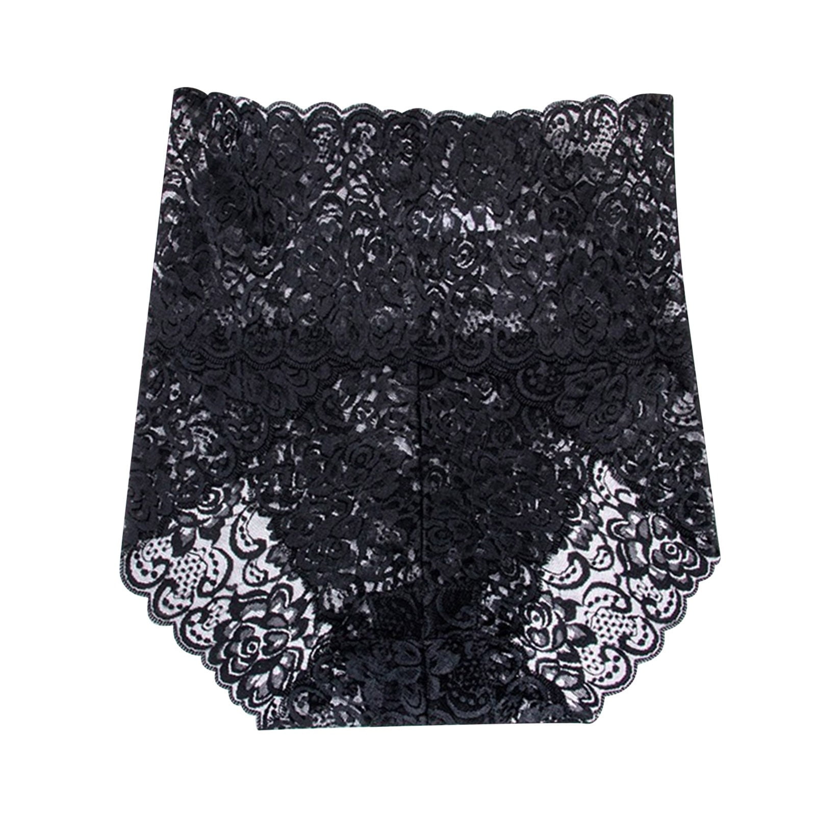 6 Packs Women's Underwear Lace Mesh Transparent Plus Size High Waist ...
