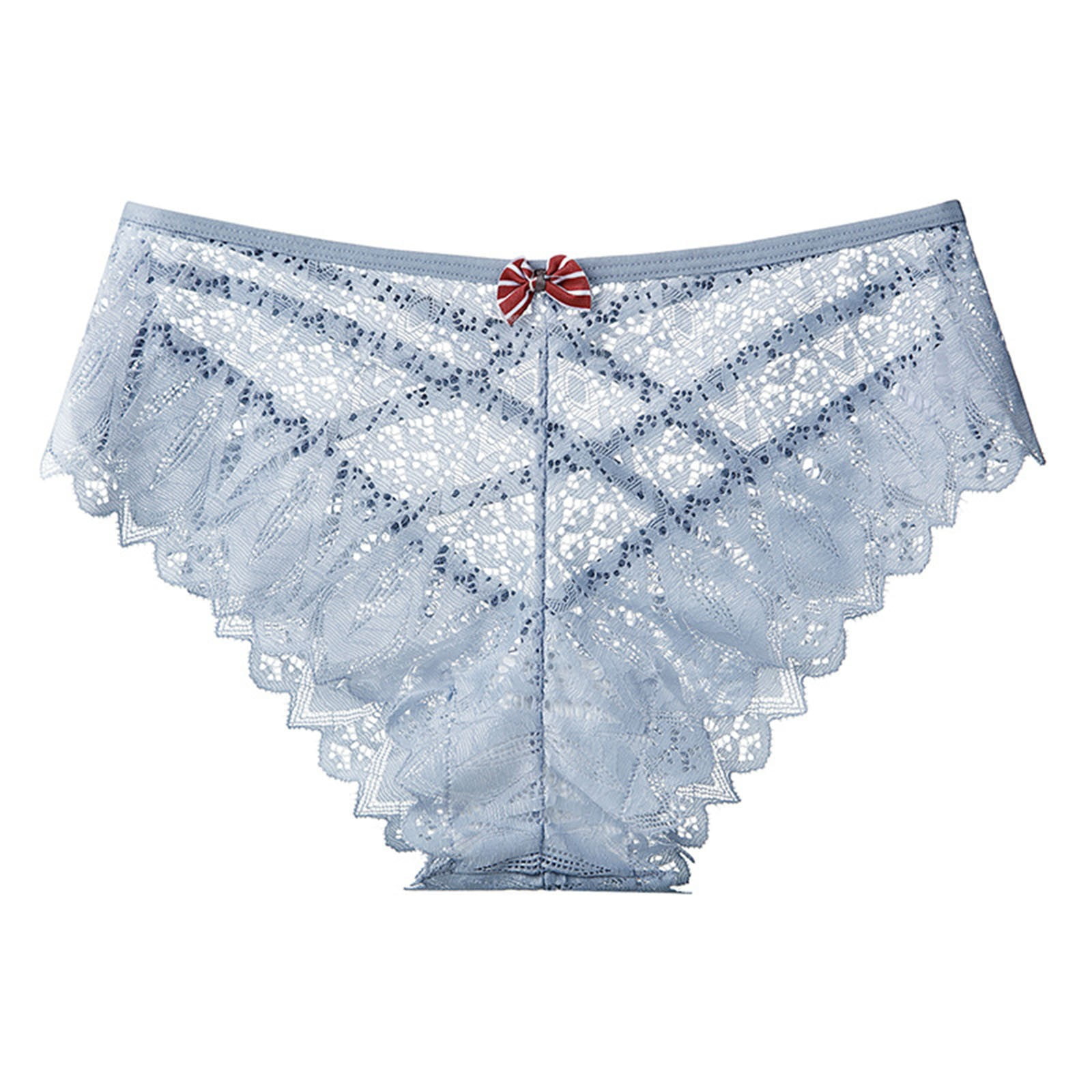 6 Packs Women's Underwear Transparent Female Lace T Back Mid Waist Lace ...