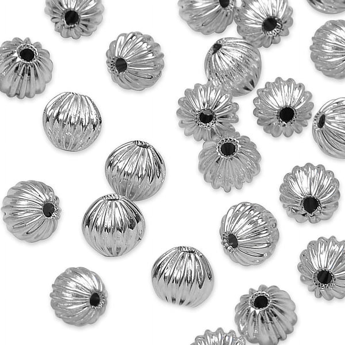 6 Packs of 8mm x 8mm Round Pleated Metal Beads 8 Inch Strand - Walmart.com