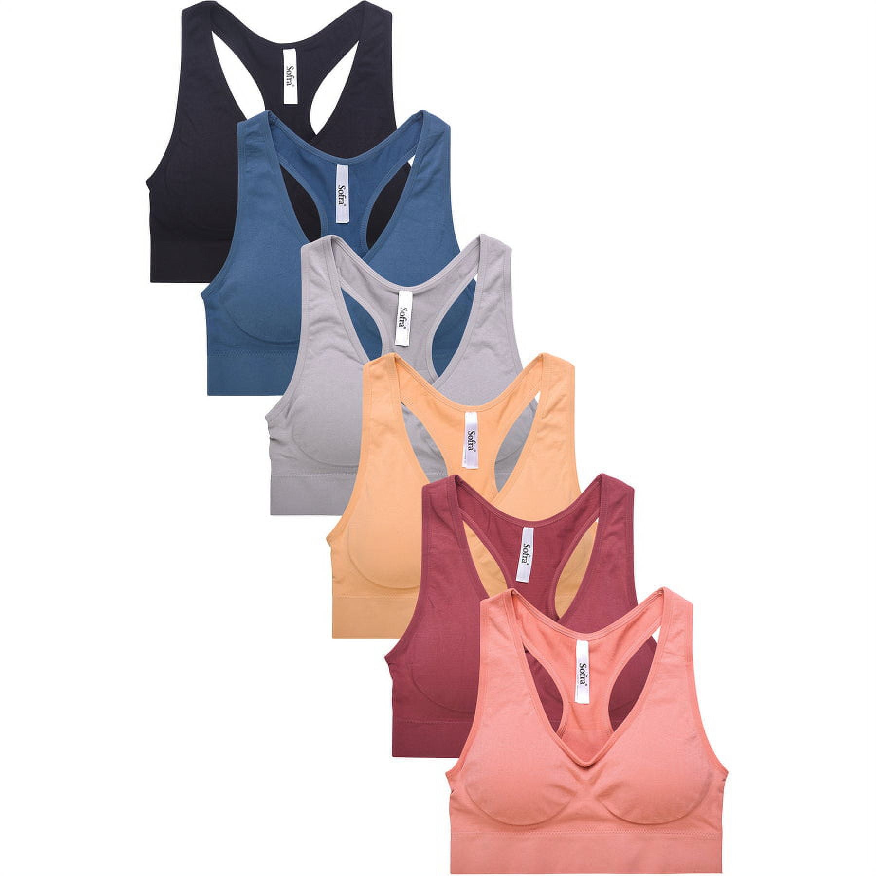 6 Packs of Sofra Women's Seamless Onesize Workout Fitness Gym Racerback ...