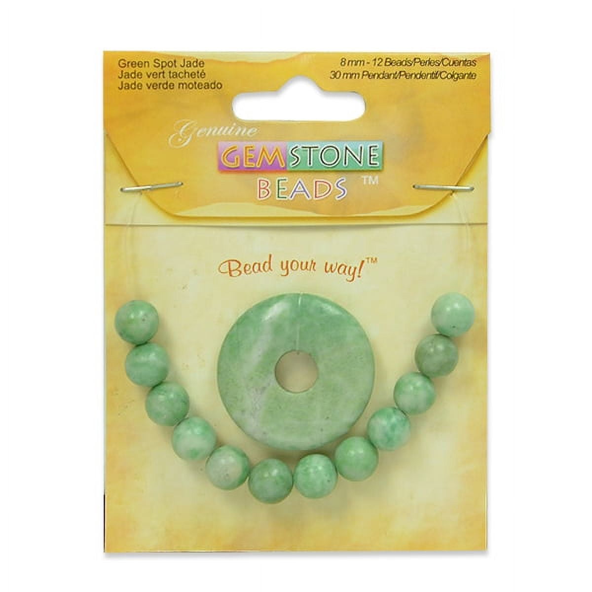 6 Packs of Spotted Jade Pedant With 8mm Beads - Green - 13 pcs ...