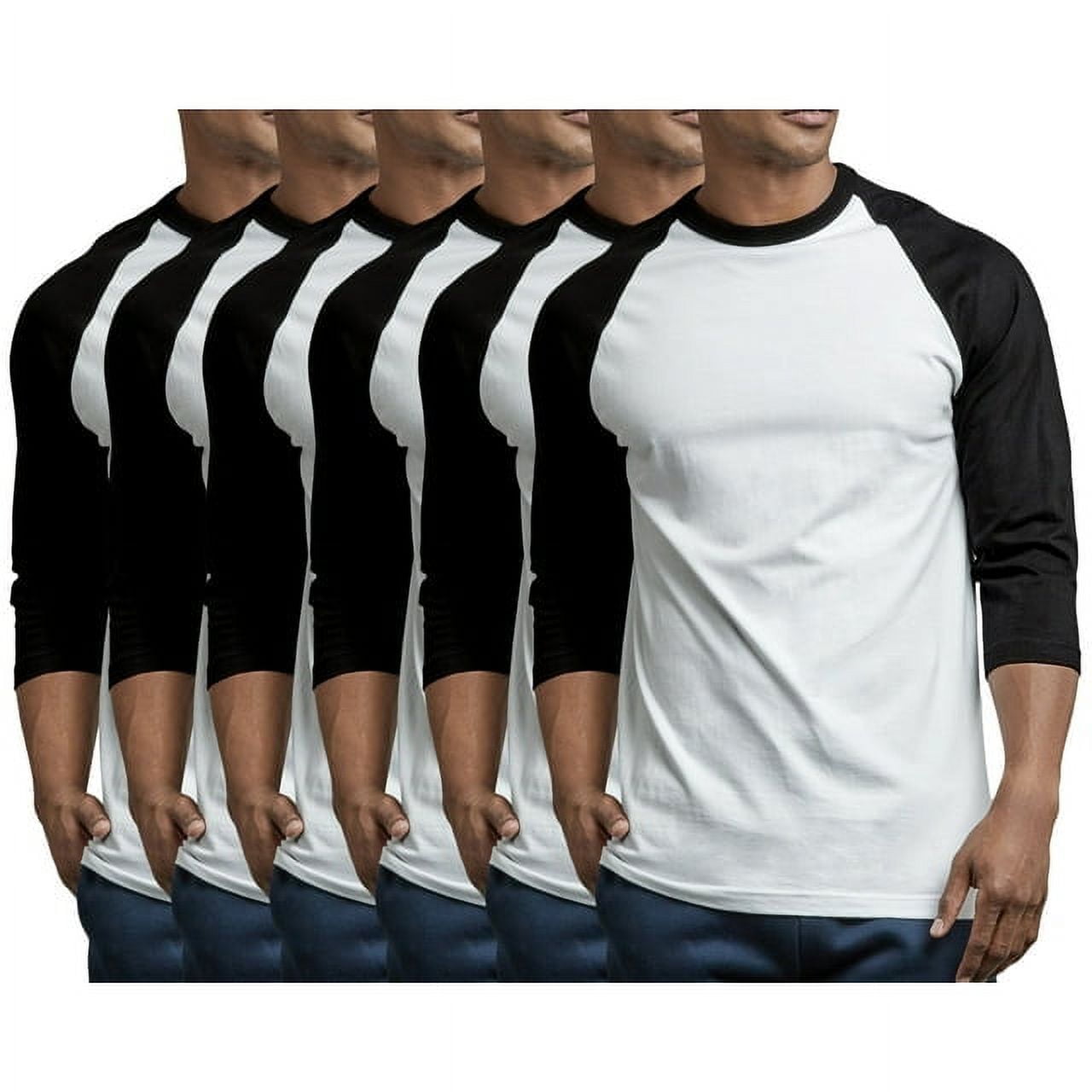 6 Packs of TheLovely Men's 3/4 Sleeve Crew Neck Raglan Jersey Baseball ...