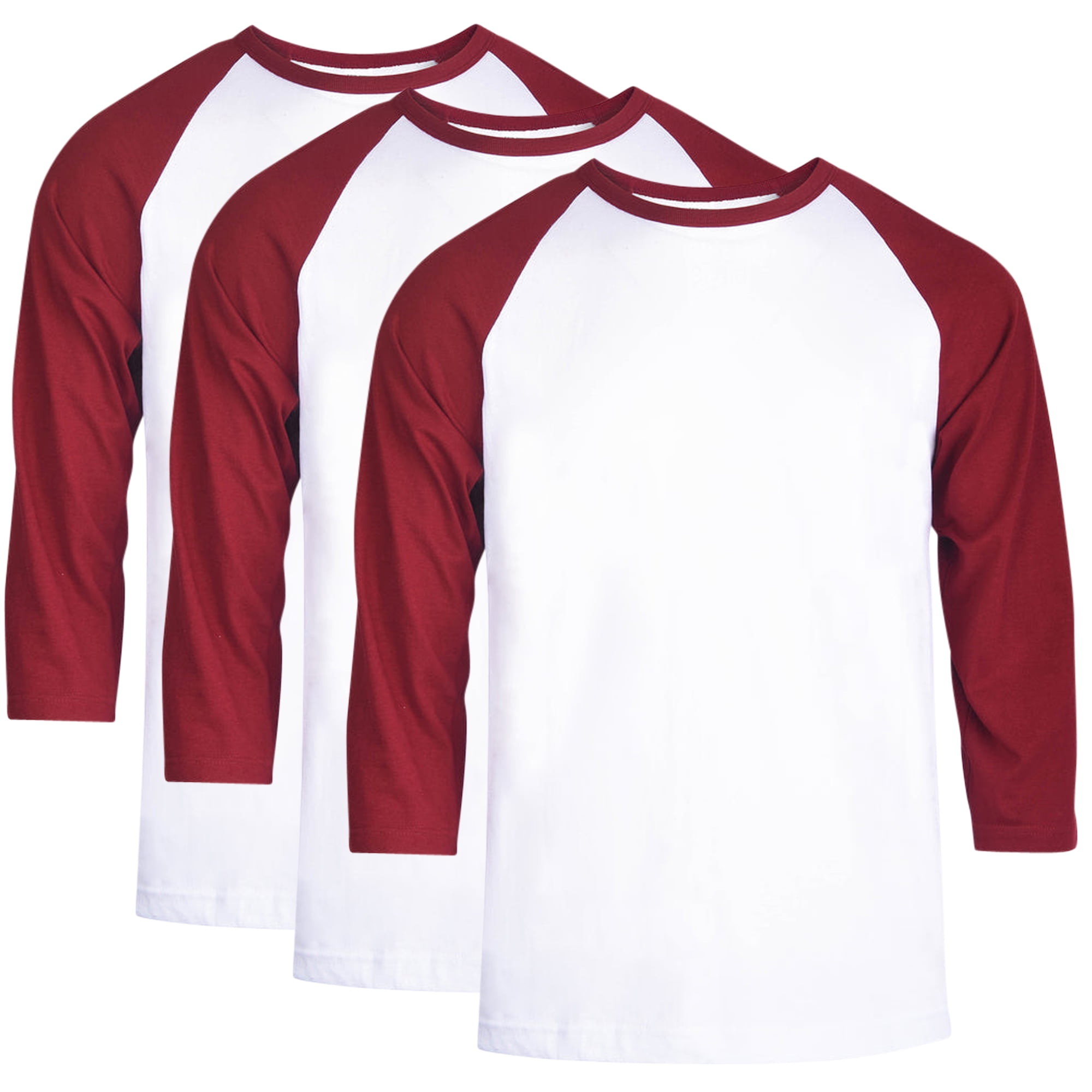 6 Packs of Top Pro Men's 3/4 Sleeve Crew Neck Raglan Jersey Baseball ...
