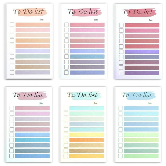 6 Packs to Do List Sticky Notes, 13x8cm Self-Stick to Do Sticky Notes ...