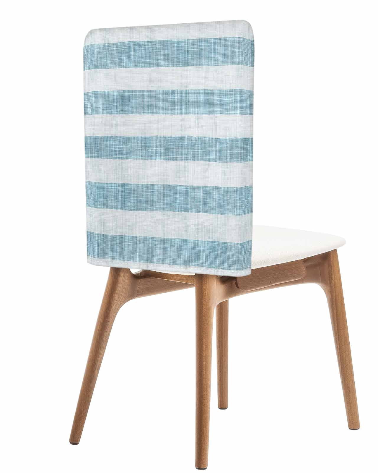 6 PacksAqua Blue Stripes Dining Chair Back Cover, Vintage Farmhouse ...