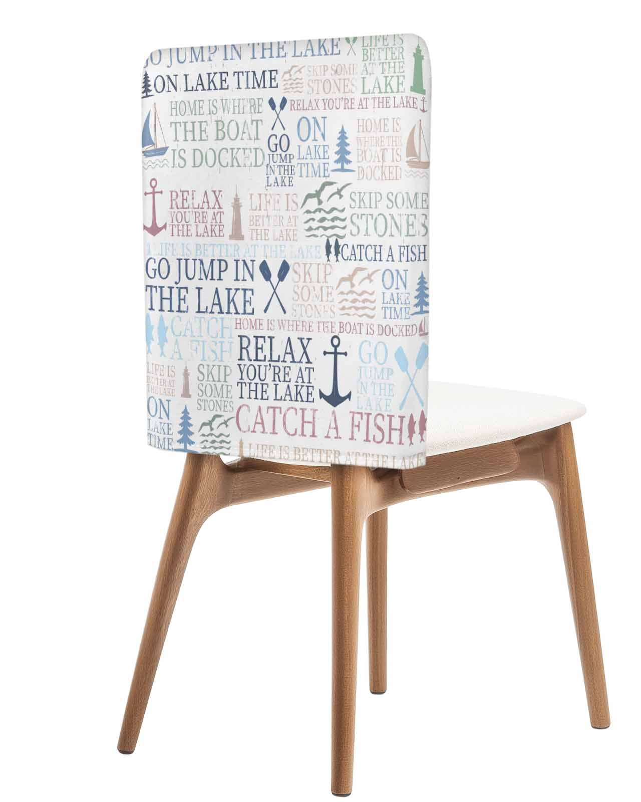 6 PacksCoastal Nautical Dining Chair Back Cover, Blue Anchor Paddle ...