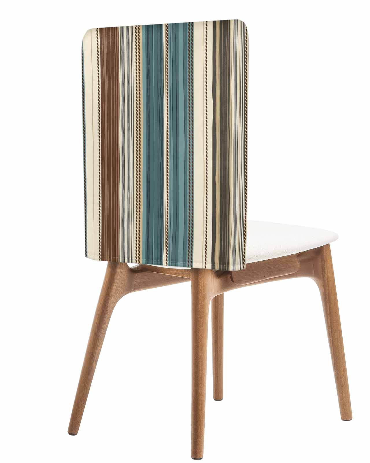 6 PacksTeal Boho Stripes Dining Chair Back Cover, Modern Bohemia Brown ...