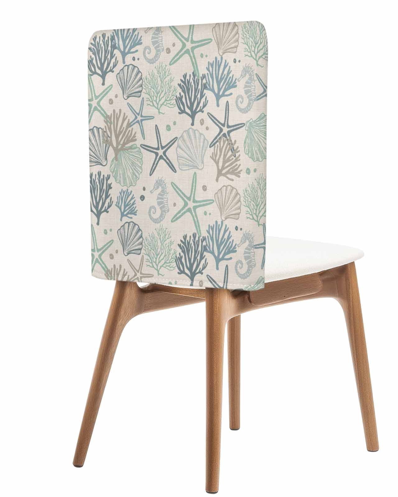 6 PacksTurquoise Coastal Dining Chair Back Cover, Green Ocean Starfish ...