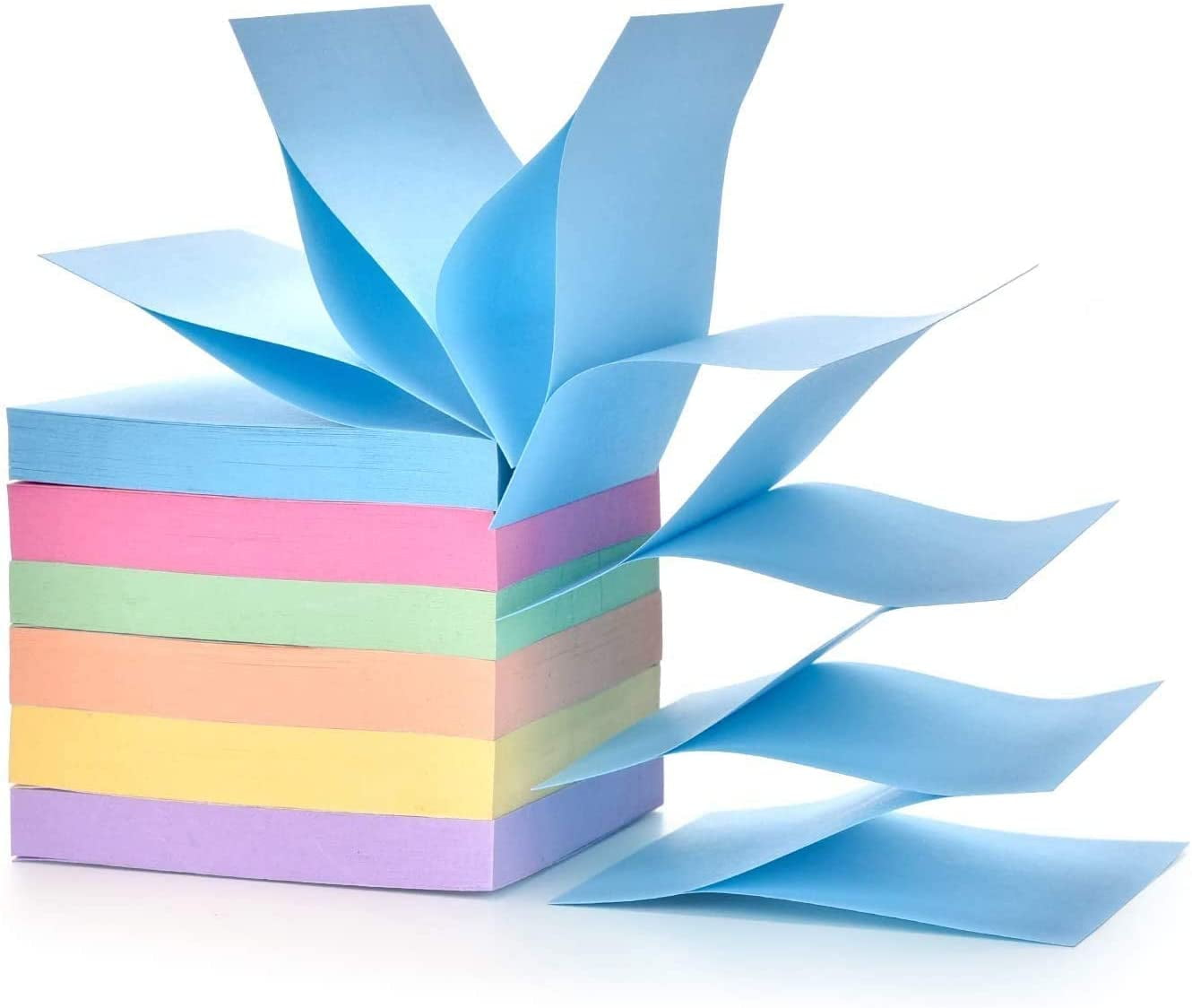 6 Pads Light Color Pop Up Sticky Notes 3x3 inch Refills, Easy to Post ...