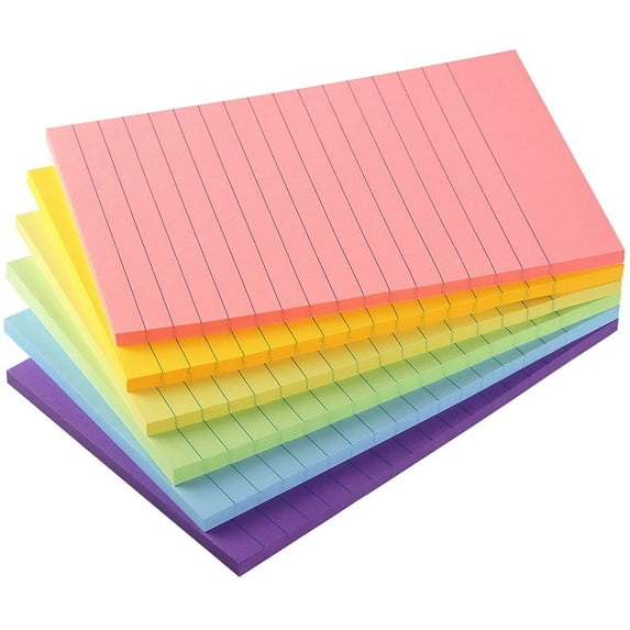 6 Pads Lined Sticky Notes with Lines 4x6 Self-Stick Notes 6 Pastel ...