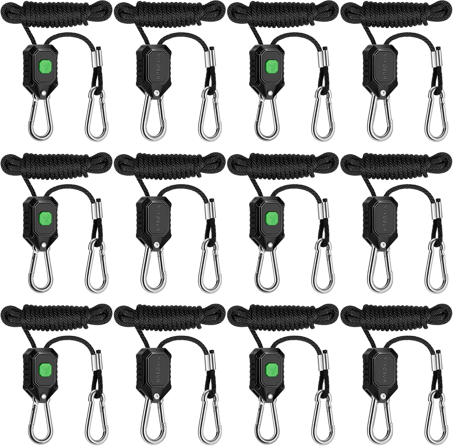 6-Pair 1/8 Inch Adjustable Grow Light Hanger, Heavy Duty Rope Hanger ...