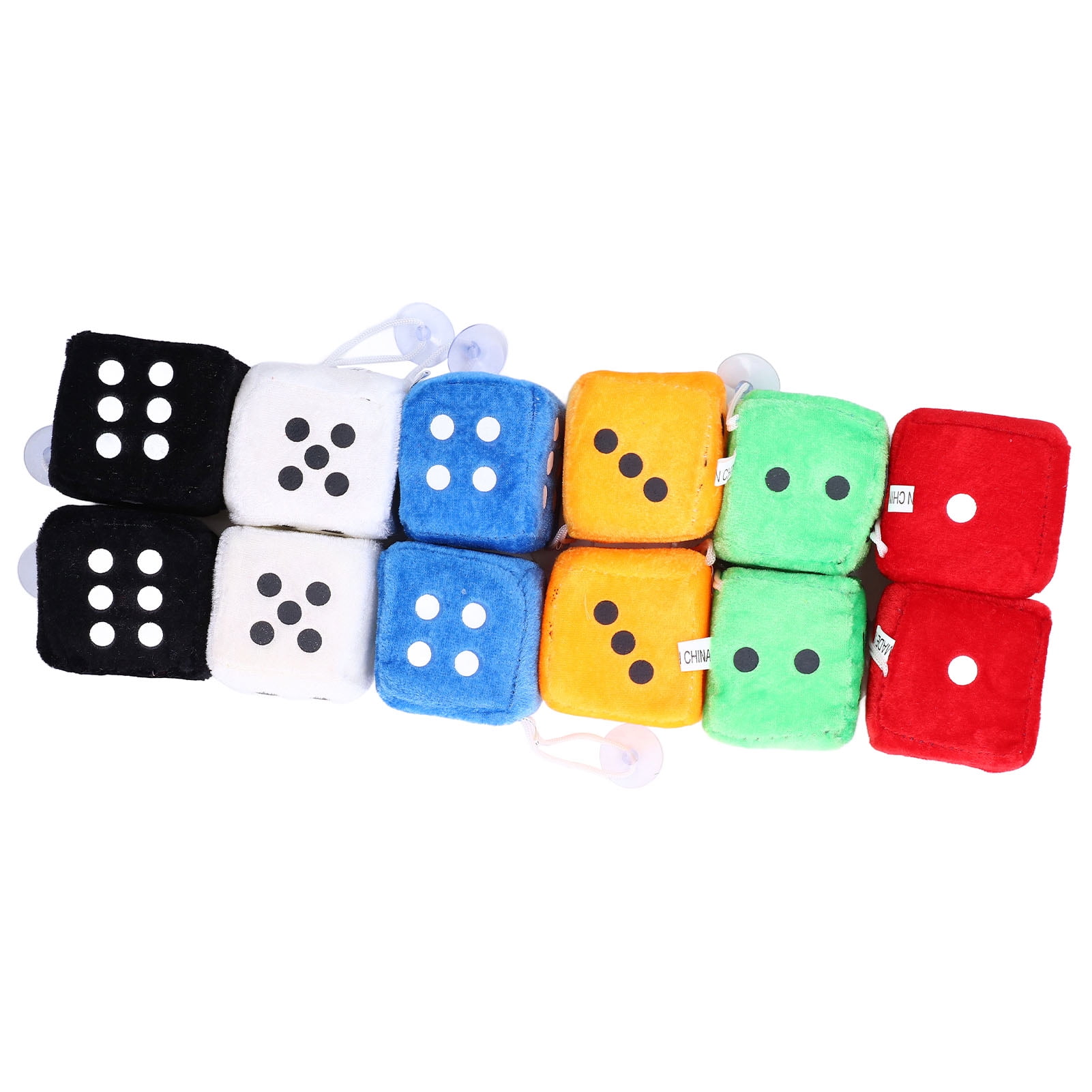 6 Pair 2.4in Fuzzy Plush Dice With White Dots For Car Mirror, Soft ...