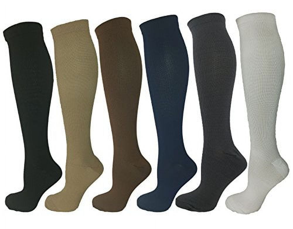 6 Pair with 6 Colors Ladies Compression Socks; Runners, Nurses, Orthopedic, DVT, Diabetic ...
