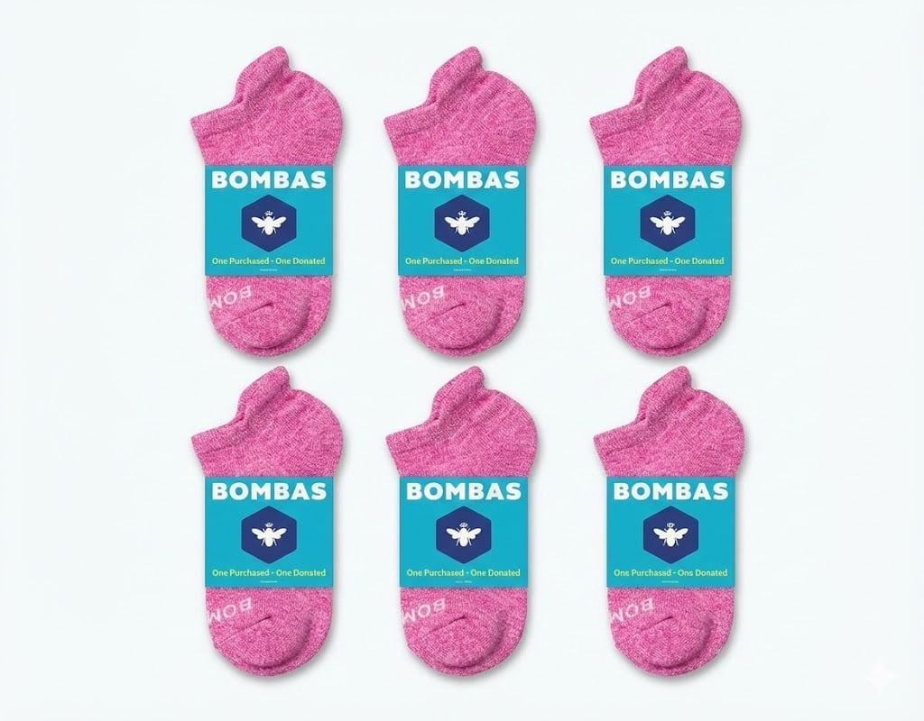 6 Pair Bombas Women's Pink Colors Ankle Sock Size Medium - Walmart.com