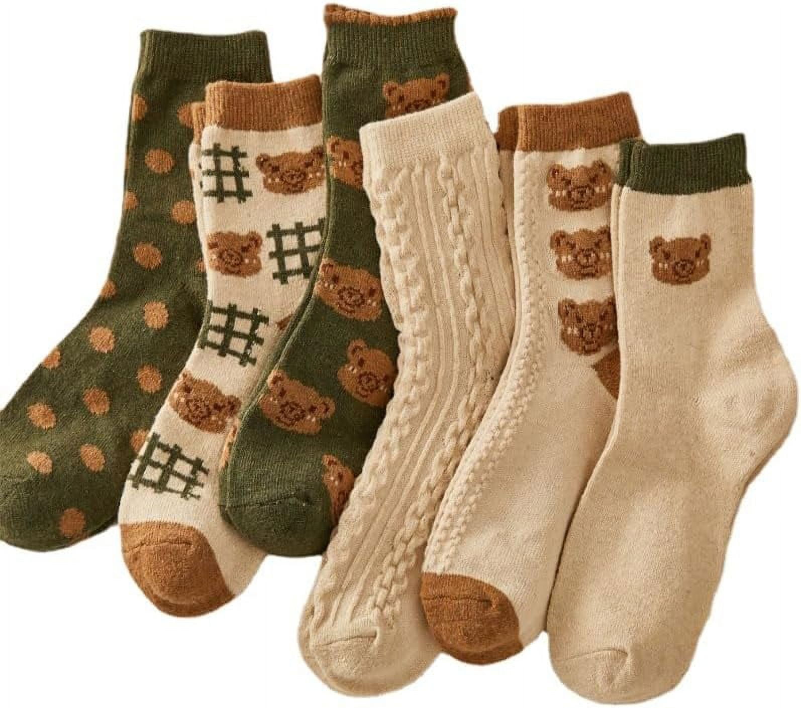 6 Pair Cute Cotton Socks Kawaii Bear Ankle Socks Preppy Ruffle Socks ...