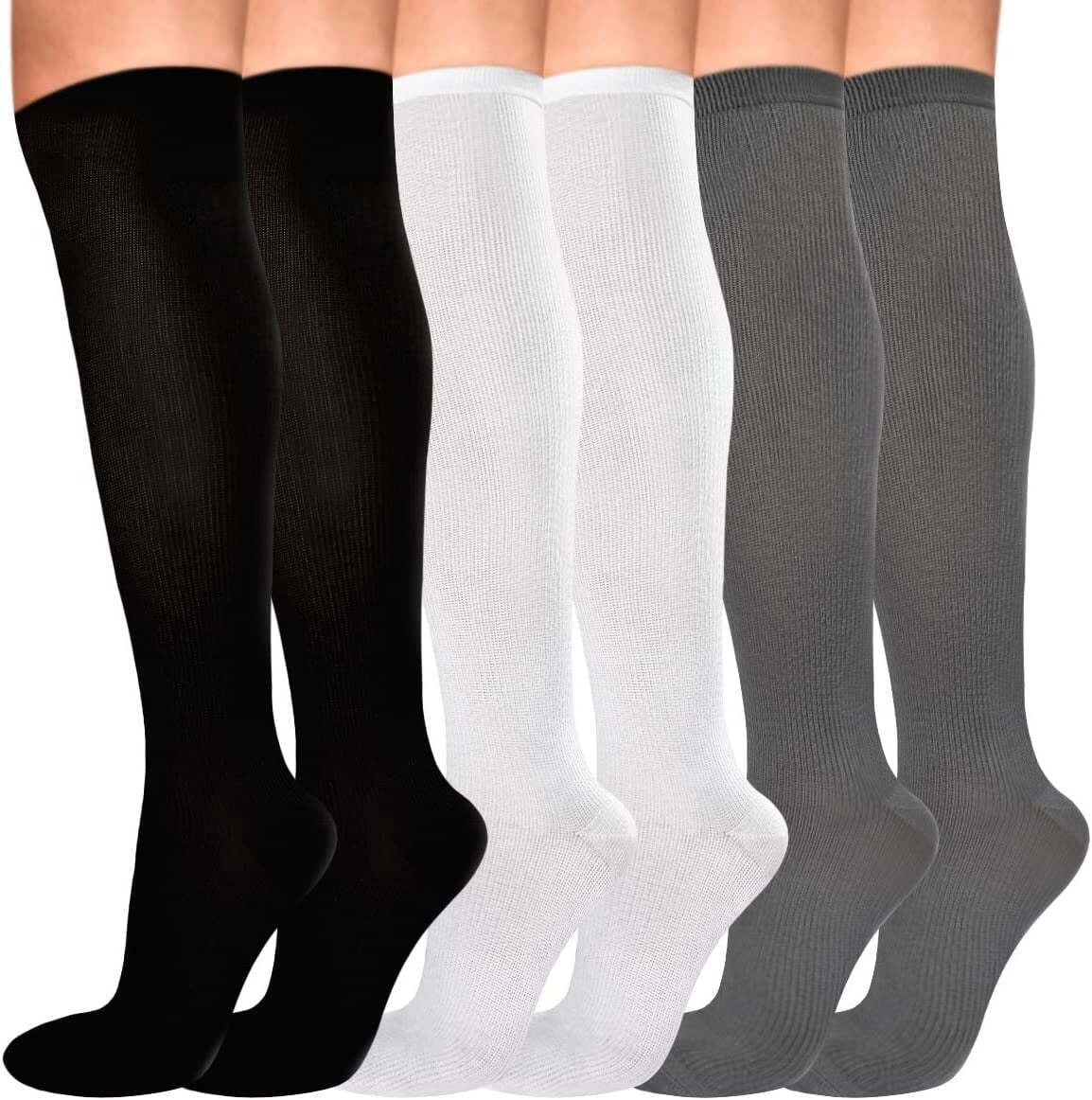 6 Pair Knee High Compression Stockings for Women & Men 15-20 mmHg ...