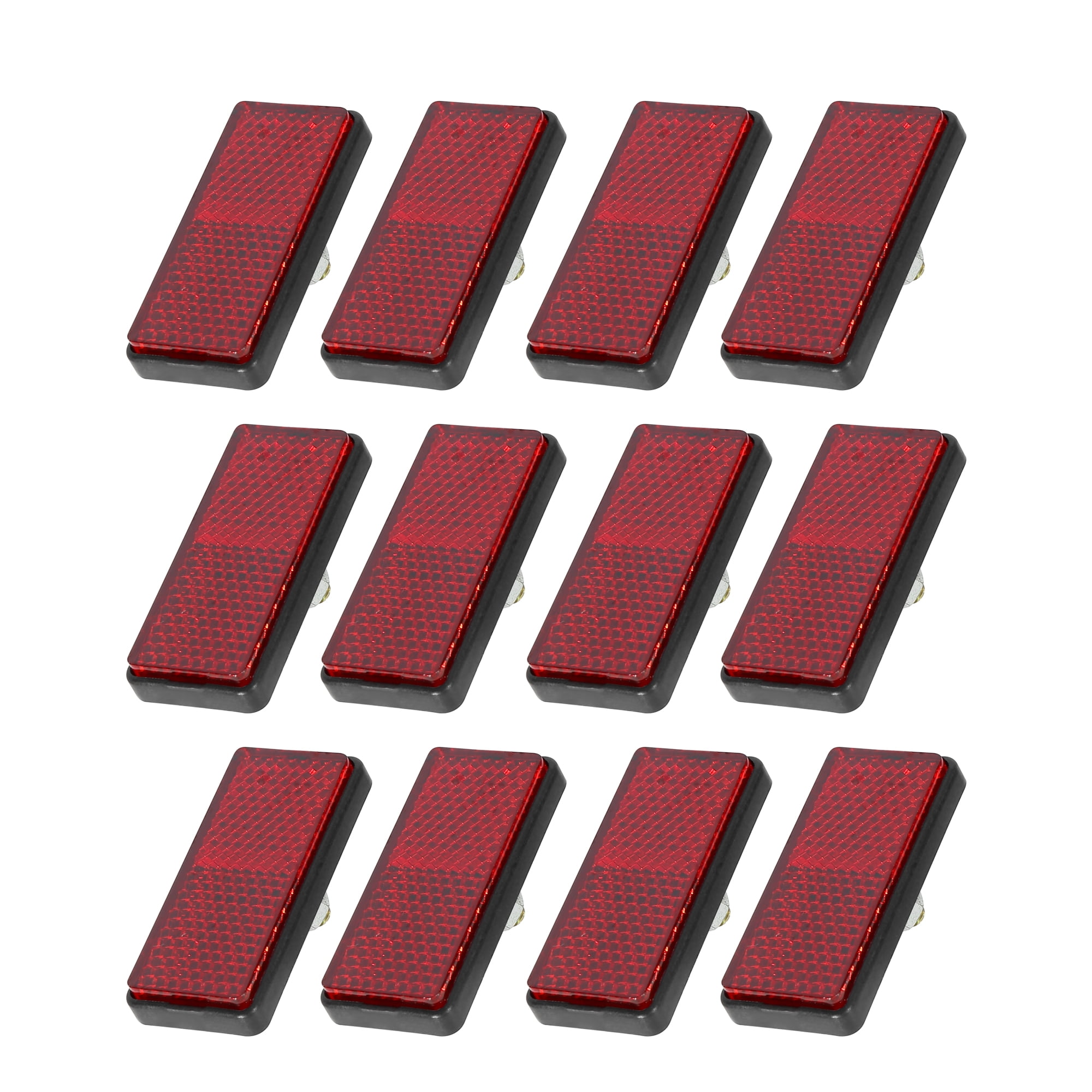 6 Pair M5x0.8 Red Rectangle Universal Screw Mount Reflective Warning ...