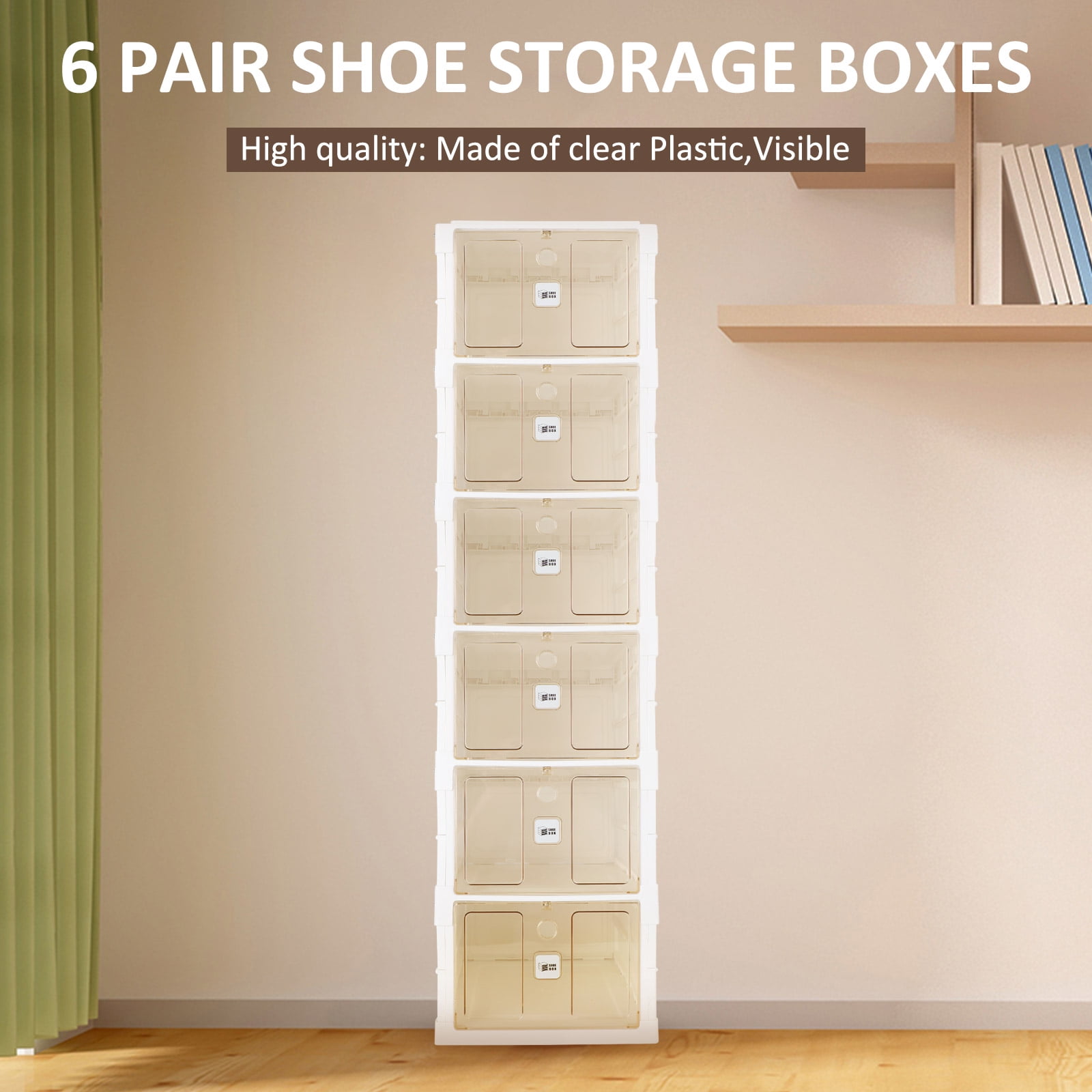 6 Pair No-Installation Shoe Storage Cabinet Drawer Box Plastic Frame ...