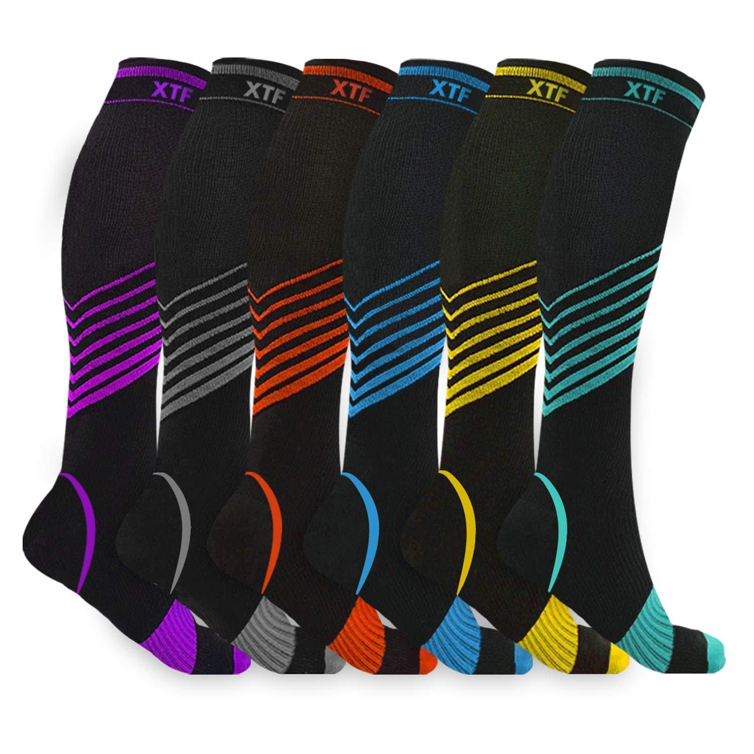 6 Pair Knee High Compression Socks For Men And Women Made For Running