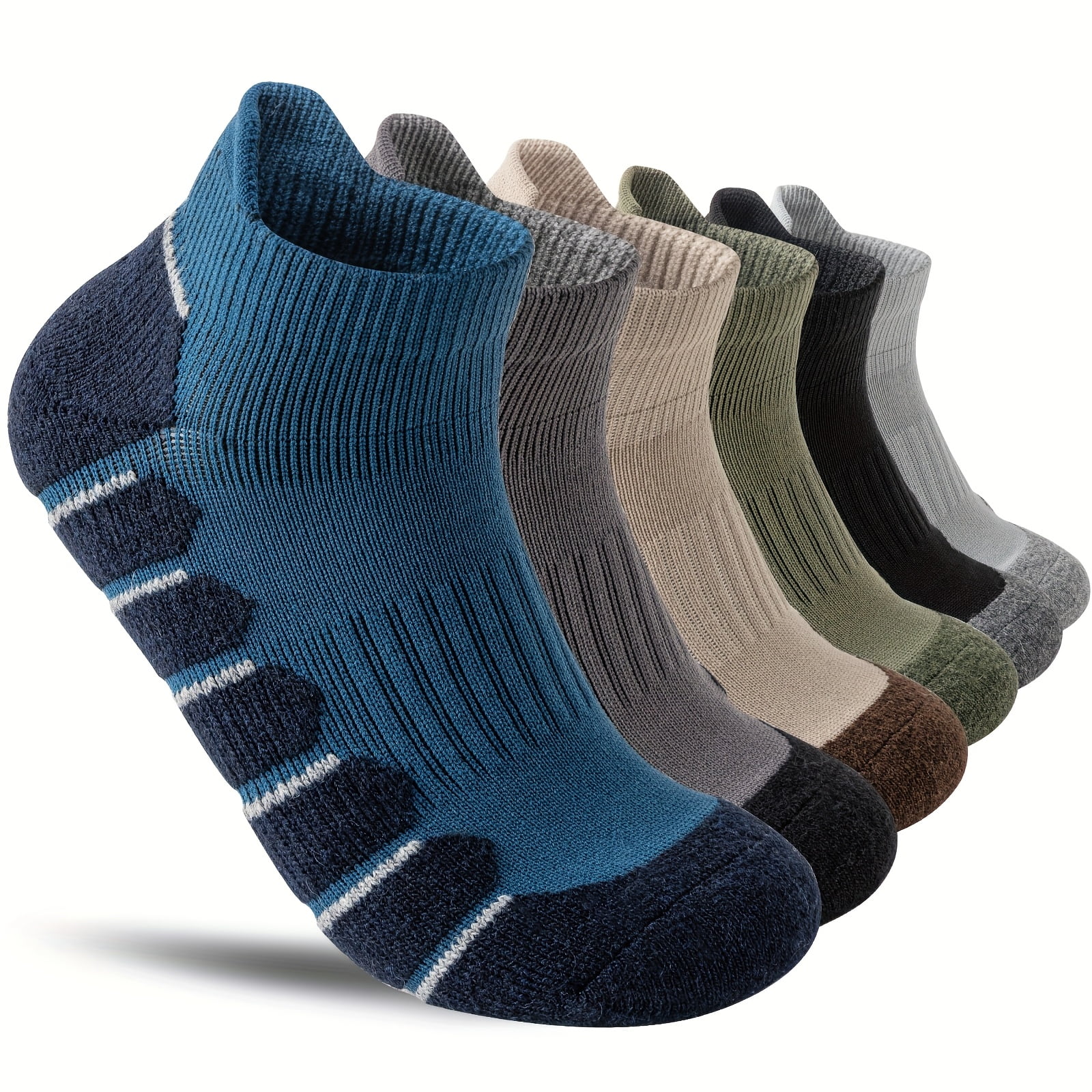 6-Pair Wool Compression Socks, Cushioned Ankle Support for Running ...